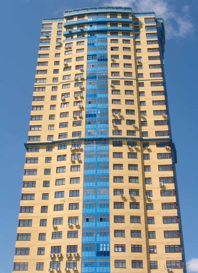 High Building on Blue Sky with Clouds Stock Image - Image of flats ...