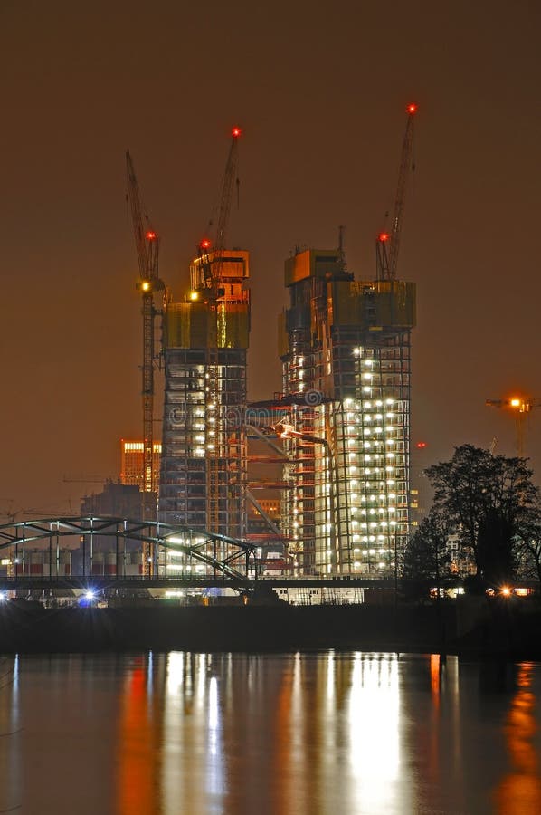 High-building Construction by Night Stock Photo - Image of night, craft ...