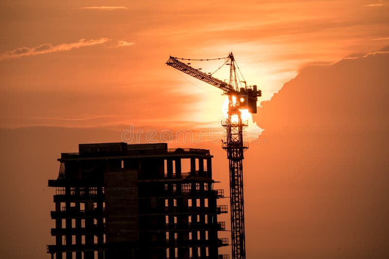High Building Construction with the Sunset Light Stock Photo - Image of ...
