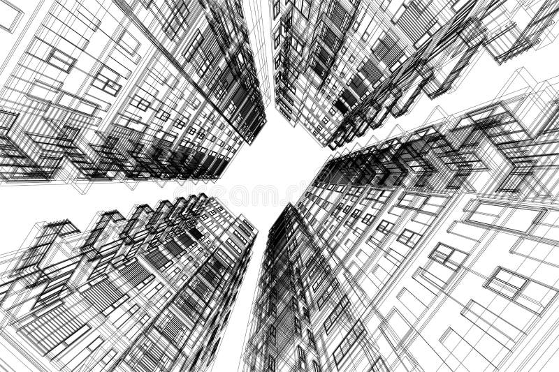 High Building Structure Architecture Abstract, 3d Illustration ...
