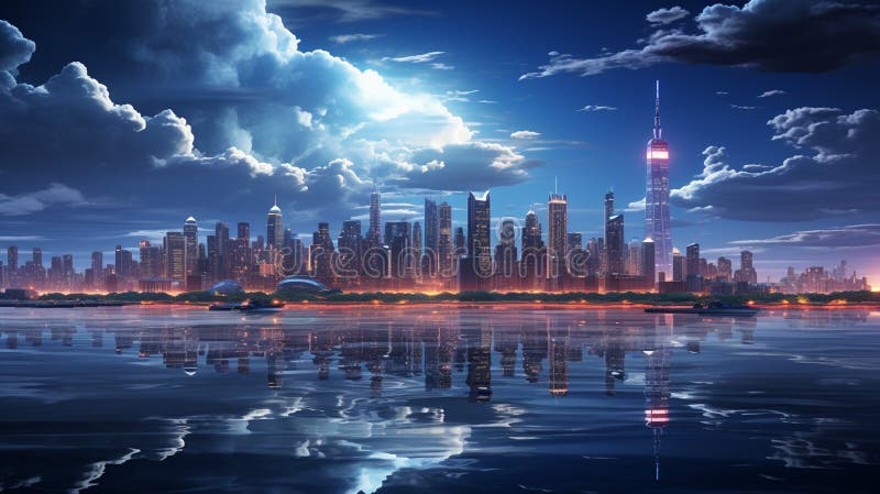 High buildings in a city stock illustration. Illustration of skyscraper ...