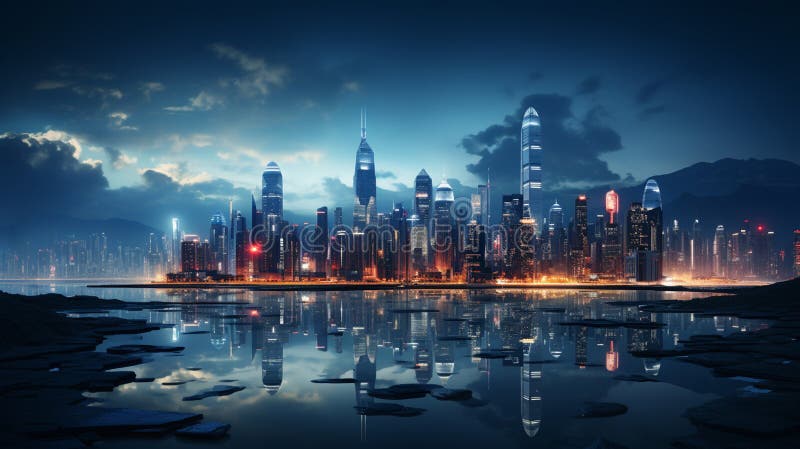 High buildings in a city stock illustration. Illustration of business ...