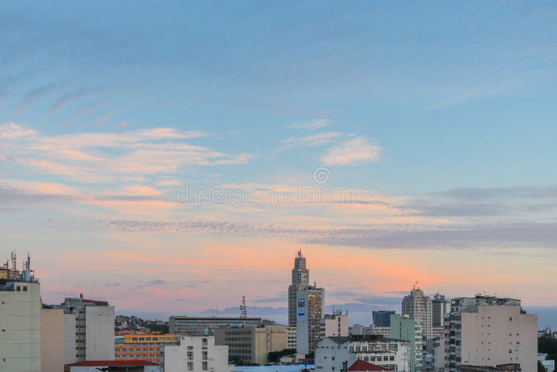 High Buildings Gleaming Under the Pink and Blue Cloudy Sky in Brazil ...