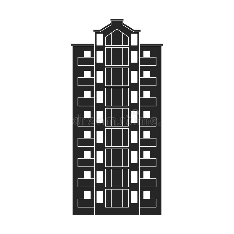 High Buildings Vector Icon.Black Vector Icon Isolated on White ...