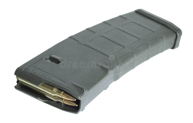 High Capacity AR-15 Magazine Stock Photo - Image of loaded, bronze ...