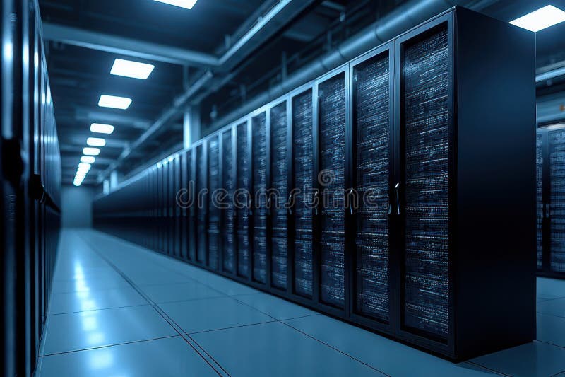 High-Capacity Industrial Storage Server Setup Stock Illustration ...