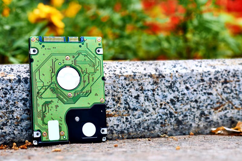 Green Internal Hard Drive for Storing Information on Sidewalk Stock ...