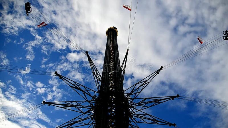 High Carousel in an Attraction on Sky Background Stock Footage - Video ...