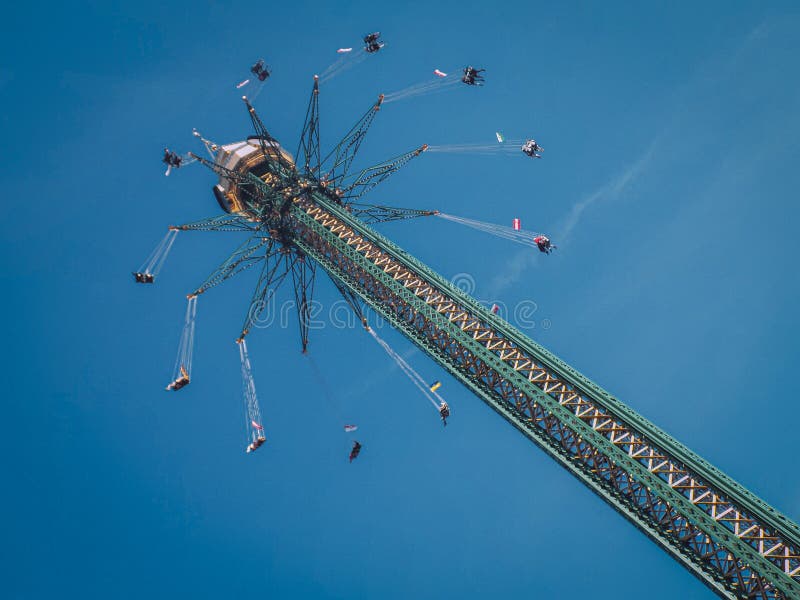 High Carousel Attraction with People in Prater,Wien Stock Image - Image ...