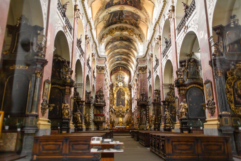 High Ceiling Catholic Church Interior Stock Image - Image of aisle ...
