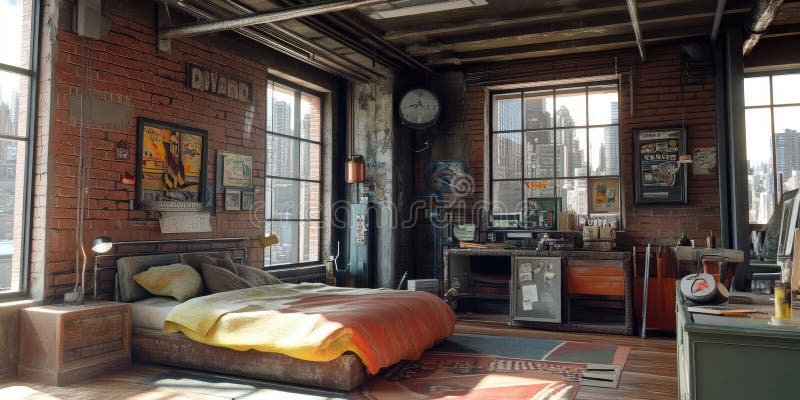 High-Ceiling Loft with Industrial-Style Design for Modern Living ...