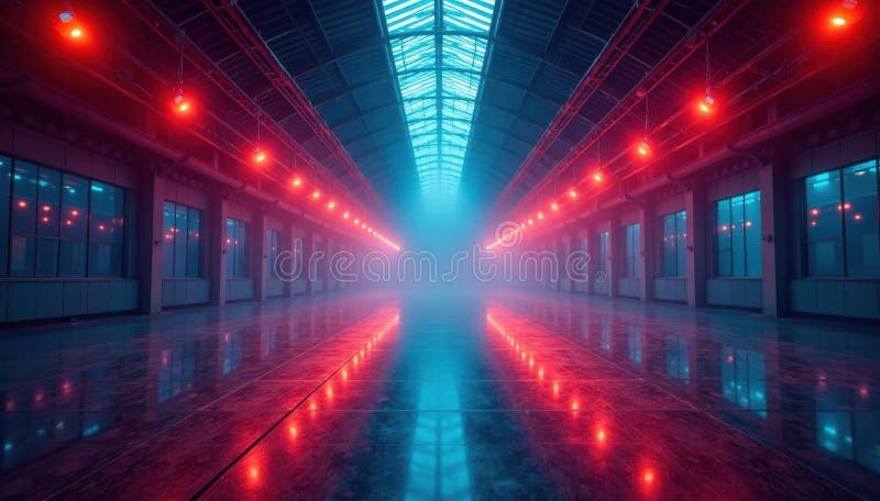 High Ceiling, Numerous Bright Lights, Vast Open Space, Interior ...