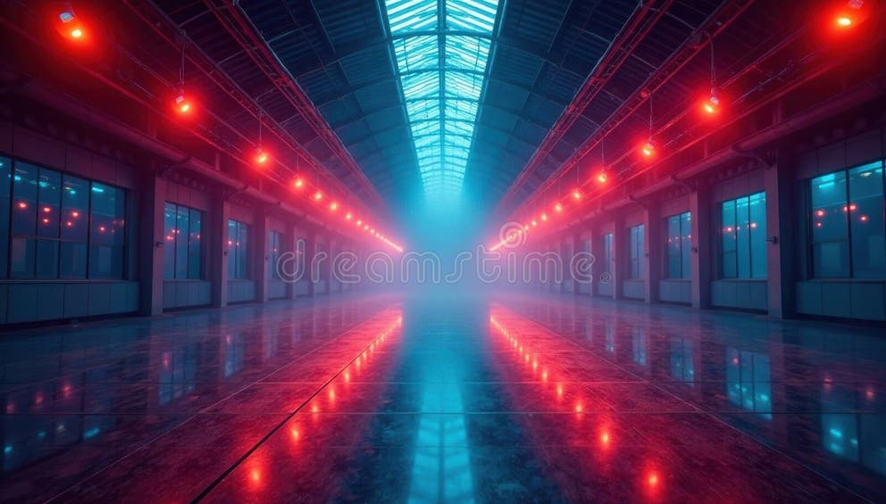 High Ceiling, Numerous Bright Lights, Vast Open Space, Interior ...