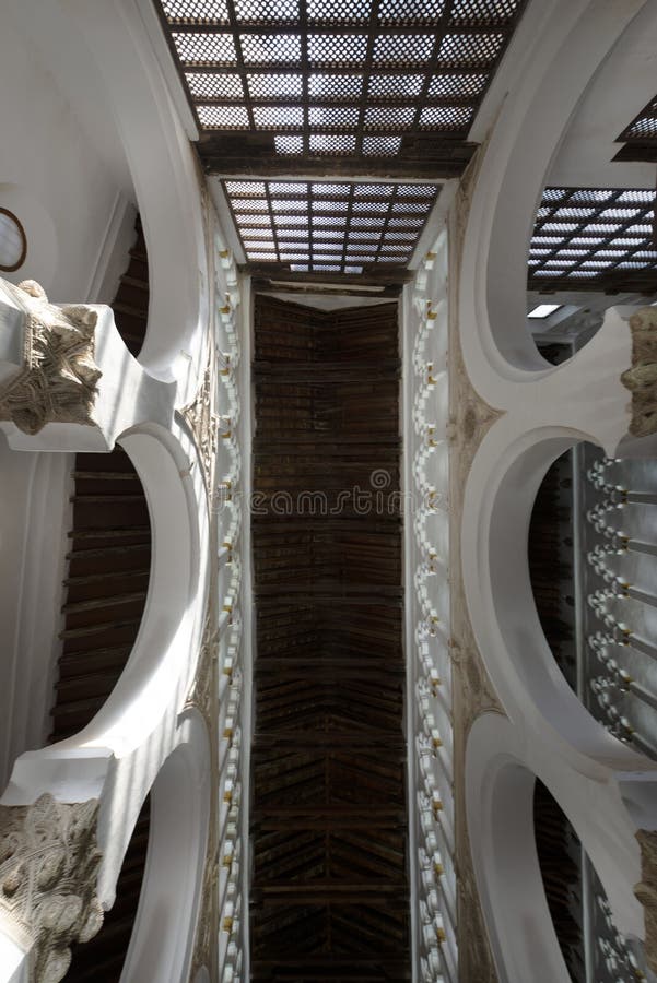 High Ceilings with Wooden Coffered Ceiling in the Toledo Synagogue ...