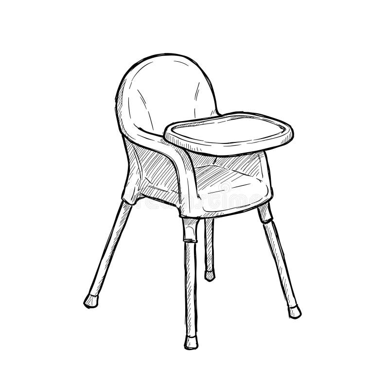 High Chair Design for Infants in Minimalist Style Stock Illustration ...