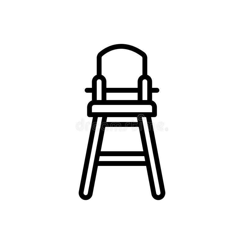 Black Line Icon for High Chair, High and Safety Stock Illustration ...