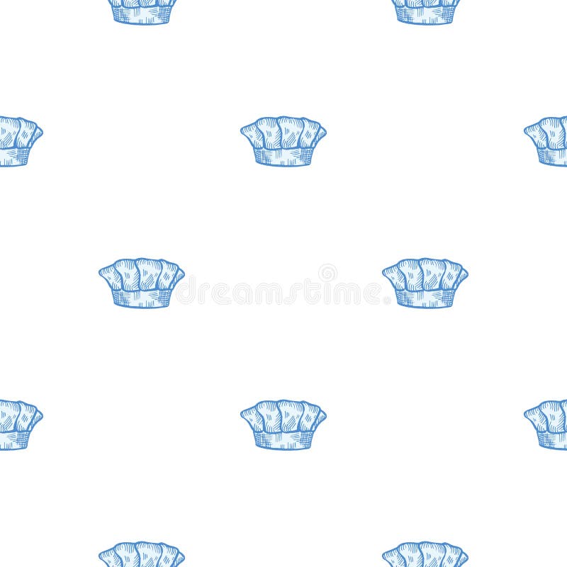 High Chef Hat Engraved Seamless Pattern. Kitchen Traditional Element in ...