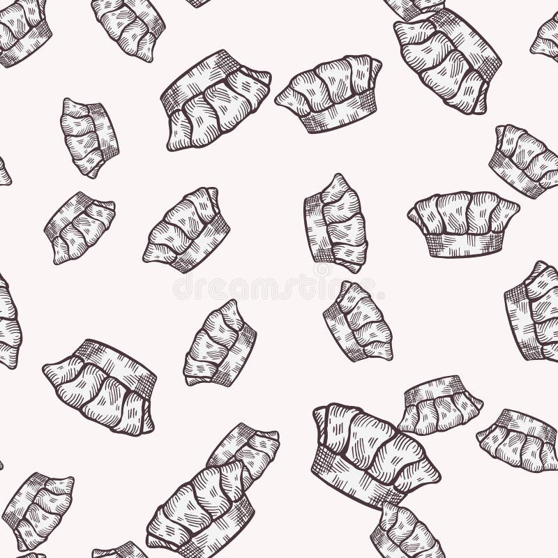 High Chef Hat Engraved Seamless Pattern. Kitchen Traditional Element in ...