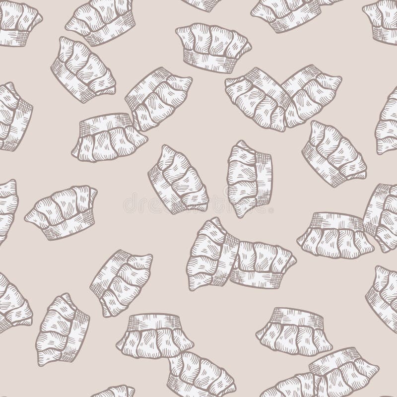 High Chef Hat Engraved Seamless Pattern. Kitchen Traditional Element in ...