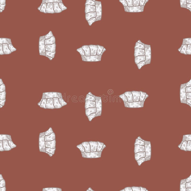 High Chef Hat Engraved Seamless Pattern. Kitchen Traditional Element in ...