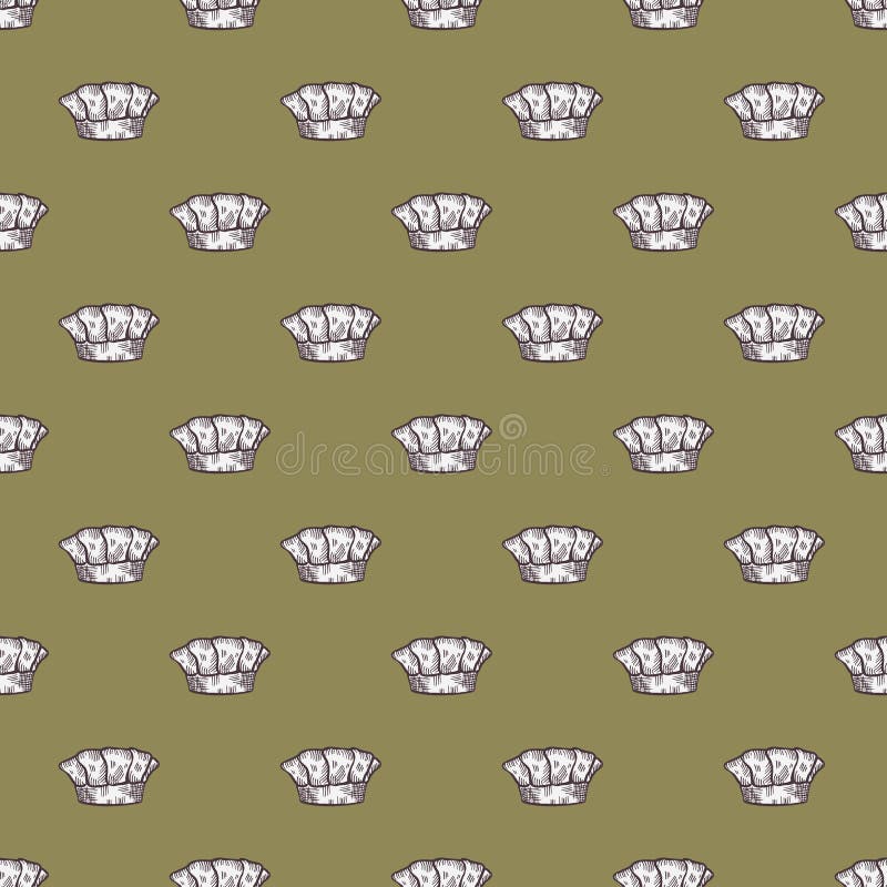 High Chef Hat Engraved Seamless Pattern. Kitchen Traditional Element in ...