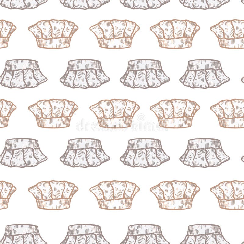 High Chef Hat Engraved Seamless Pattern. Kitchen Traditional Element in ...