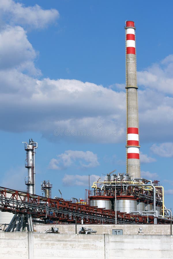High Chimney from Oil Refinery Stock Image - Image of factory ...