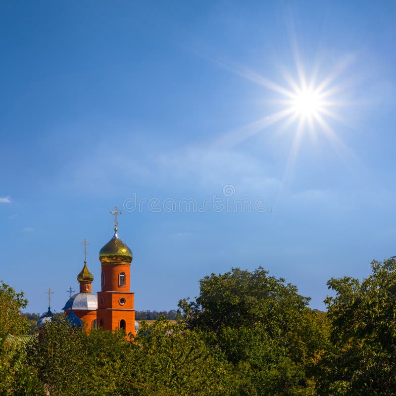 Christian Church Under a Sparkle Sun Stock Image - Image of uplifted ...