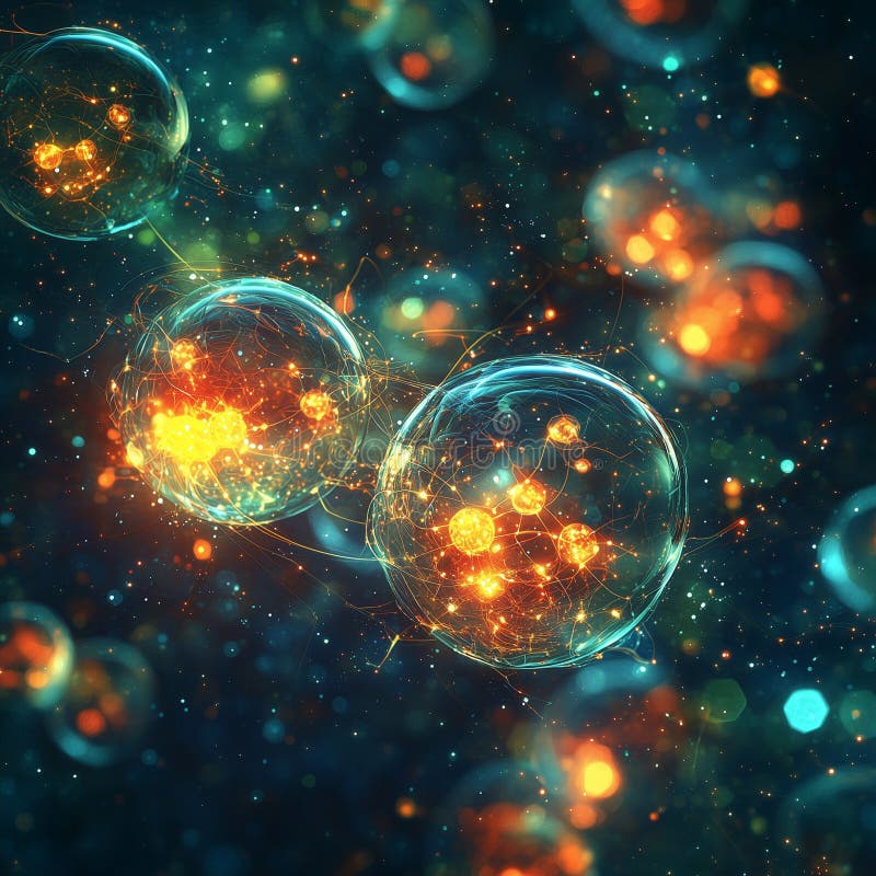 Artistic Conceptual Visualization of Microscopic Universe with Glowing ...