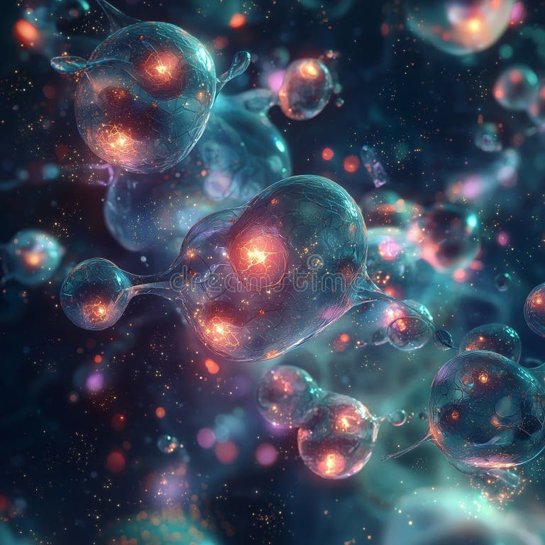 Artistic Conceptual Visualization of Microscopic Universe with Glowing ...