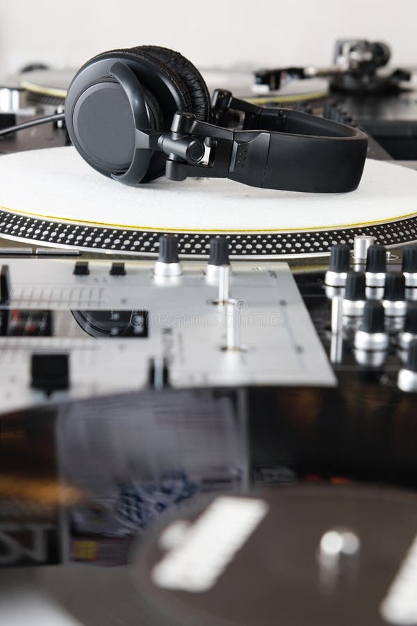 Headphones, Mixer and Turntable Stock Photo - Image of regulators ...