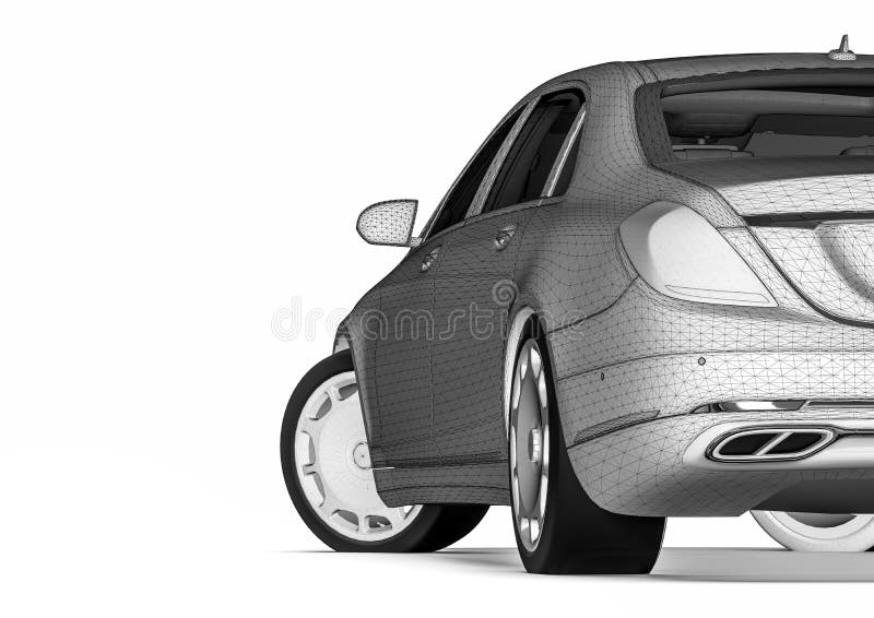 High Class Car in a Mesh Texture Representing CAD Design Stock ...
