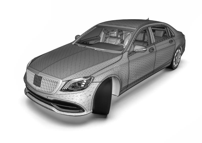 High Class Car in a Mesh Texture Representing CAD Design Stock ...