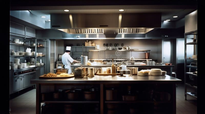 High Class Restaurant Kitchen. Generative AI Stock Illustration ...