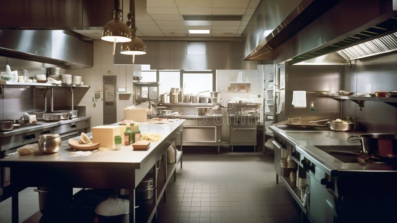 High Class Restaurant Kitchen. Generative AI Stock Image - Image of ...
