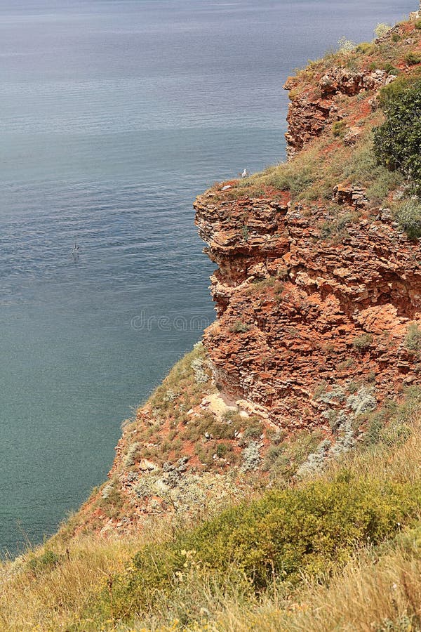 High cliff above sea stock photo. Image of town, shore - 55526890