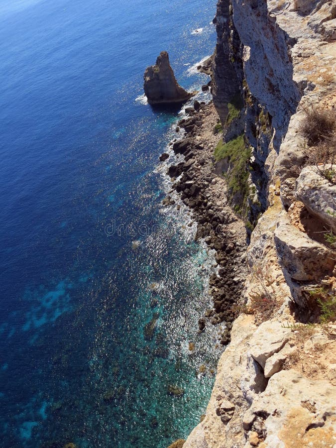 High Cliff on the Sea with Waves Stock Image - Image of high, ocean ...