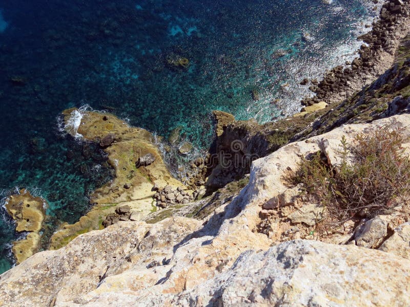 High Cliff on the Sea with Waves Stock Image - Image of atlantic, clean ...
