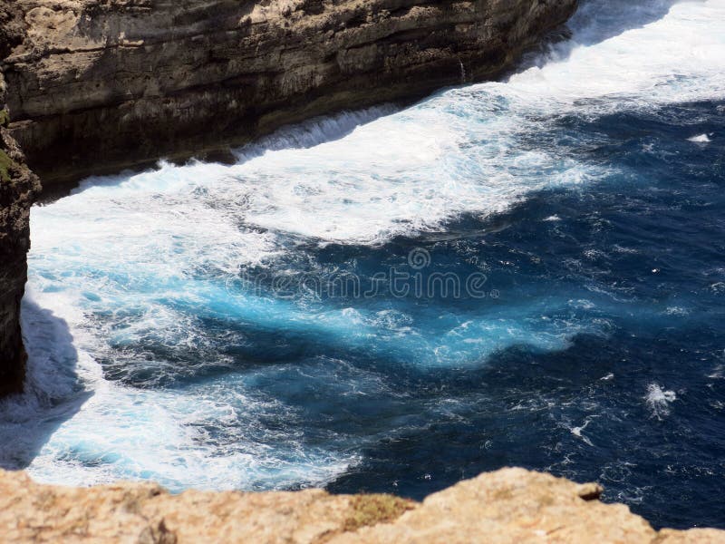 High Cliff on the Sea with Waves Stock Image - Image of shore, seascape ...