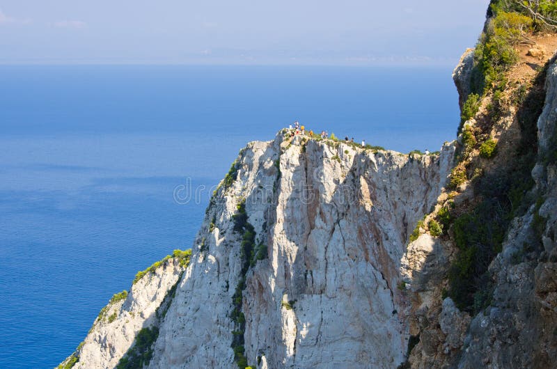 High Cliff of Zakynthos Island with People on it, Greece Stock Photo ...