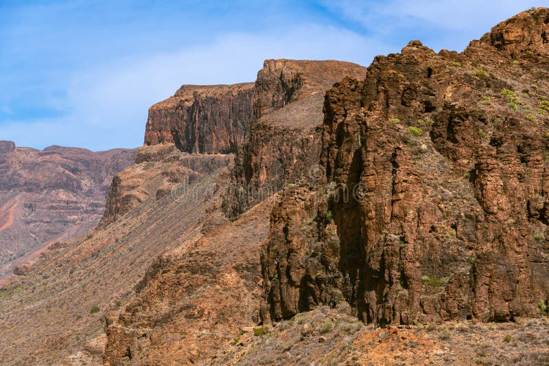 The High Cliffs at the Barranco De Fataga Stock Image - Image of ...