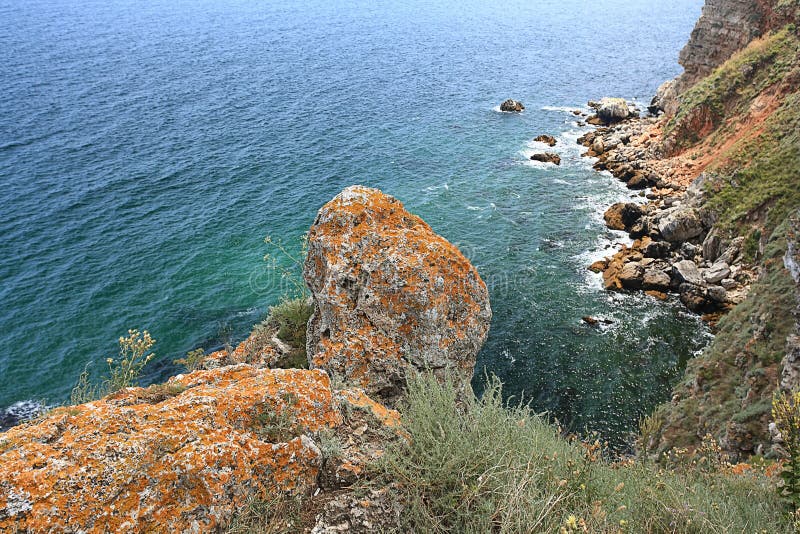 High cliffs and sea stock photo. Image of landscape, green - 55467140