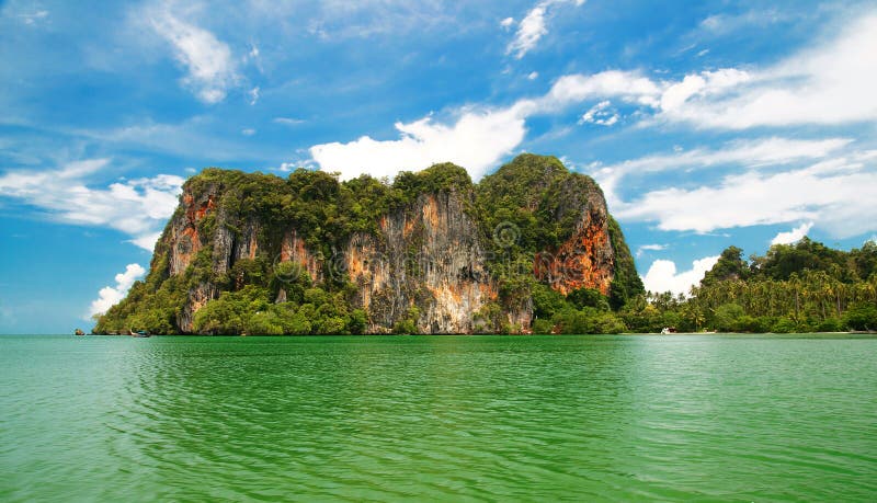 High Cliffs on the Tropical Island Stock Photo - Image of beach ...