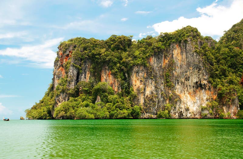High Cliffs on the Tropical Island Stock Photo - Image of island ...
