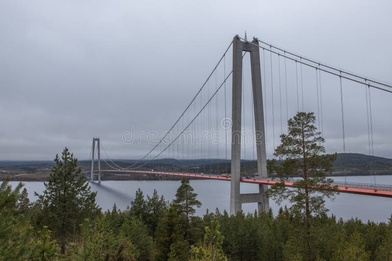High Coast Bridge (Hogakustenbron) in Sweden Stock Image - Image of ...