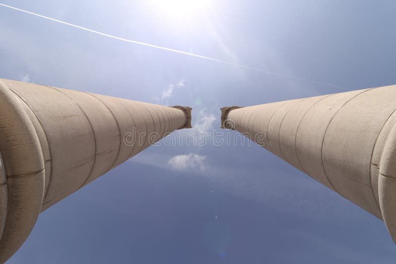 High Columns Made of White Stone and the Sun Shining in the Clear Sky ...
