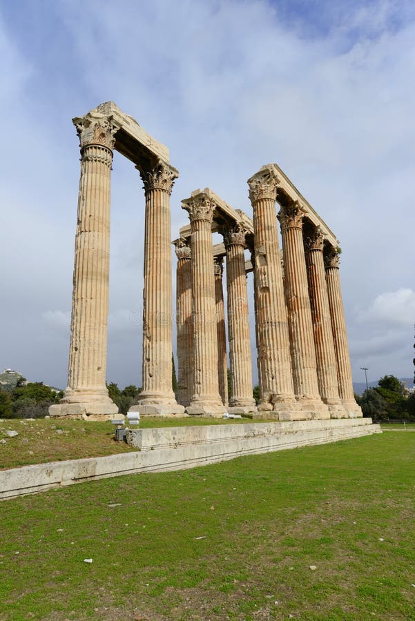 High Columns of Zeus Temple in Athens Stock Photo - Image of detail ...