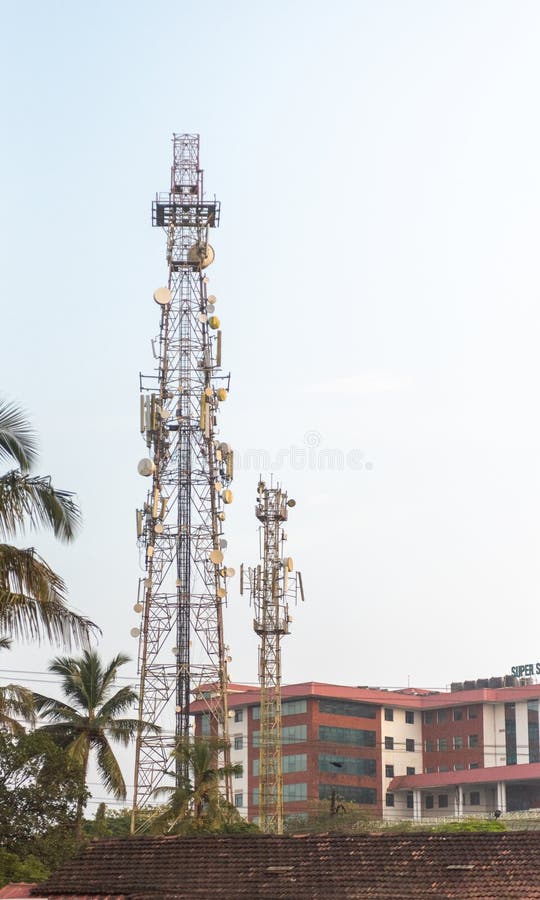 High Communication Antenna Tower in India Stock Image - Image of ...