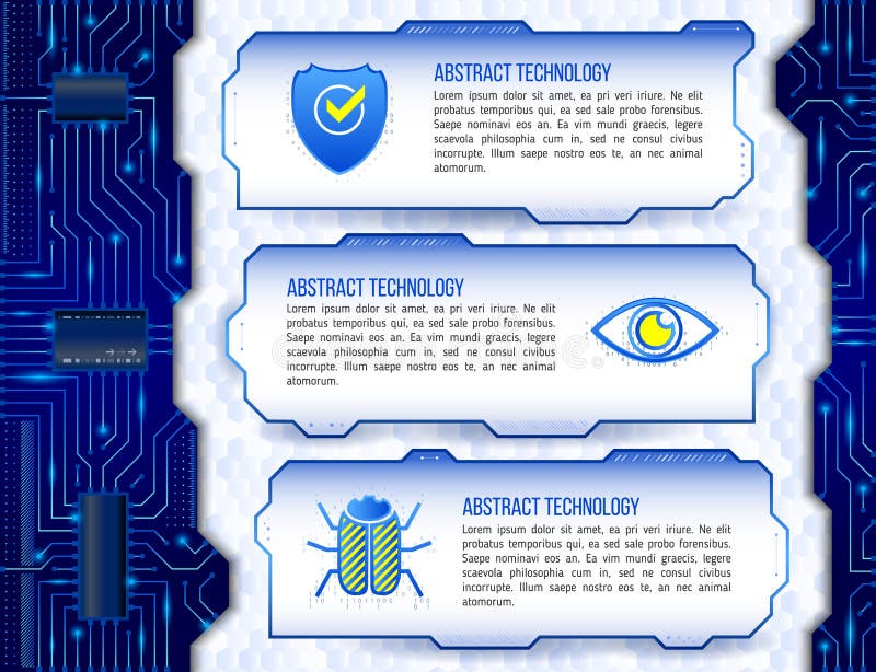 High Computer Technology Concept with Shield, Eye and Hacker Bug Stock ...