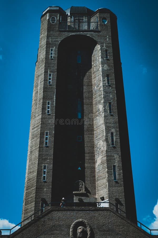 High Concrete Tower with Windows Stock Photo - Image of facade ...